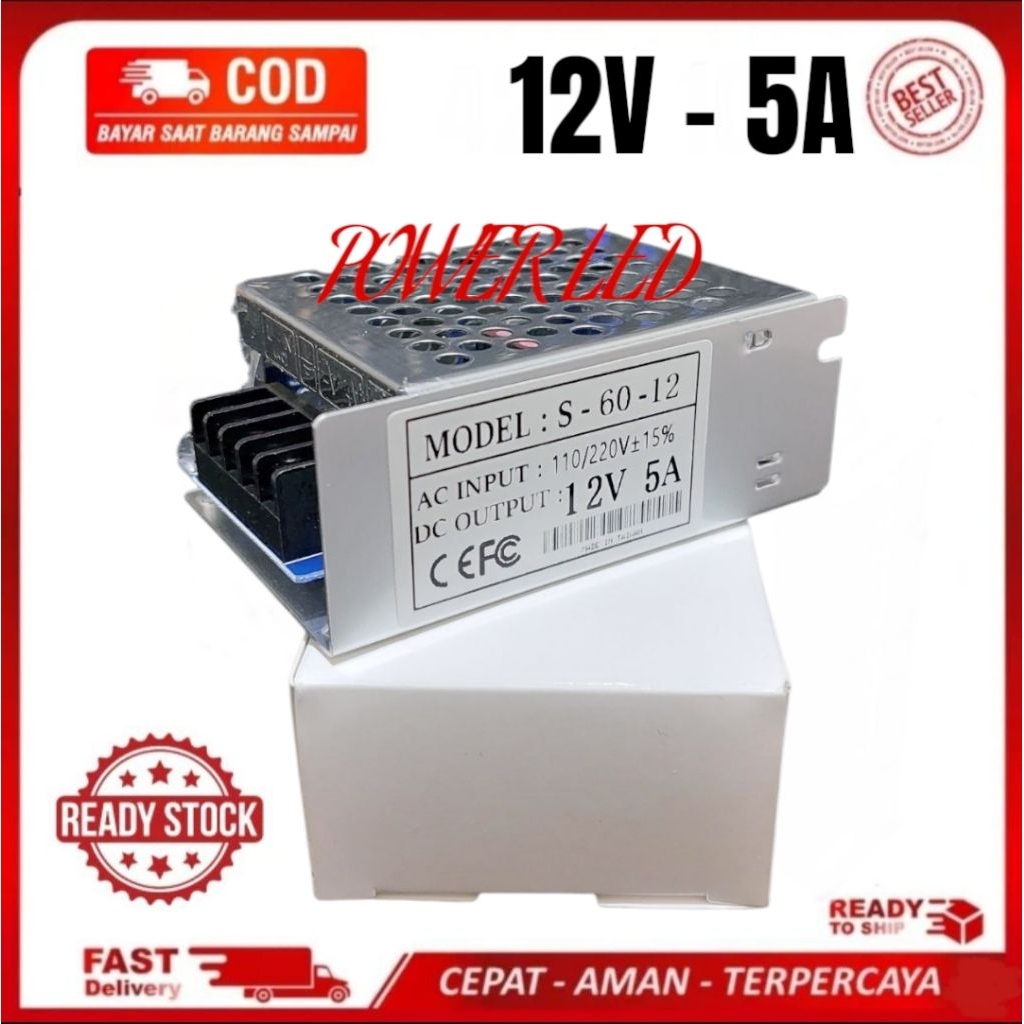 Jual POWER SUPPLY 5A/12V JARING Switching Power Supply PSU 12V 5A High ...