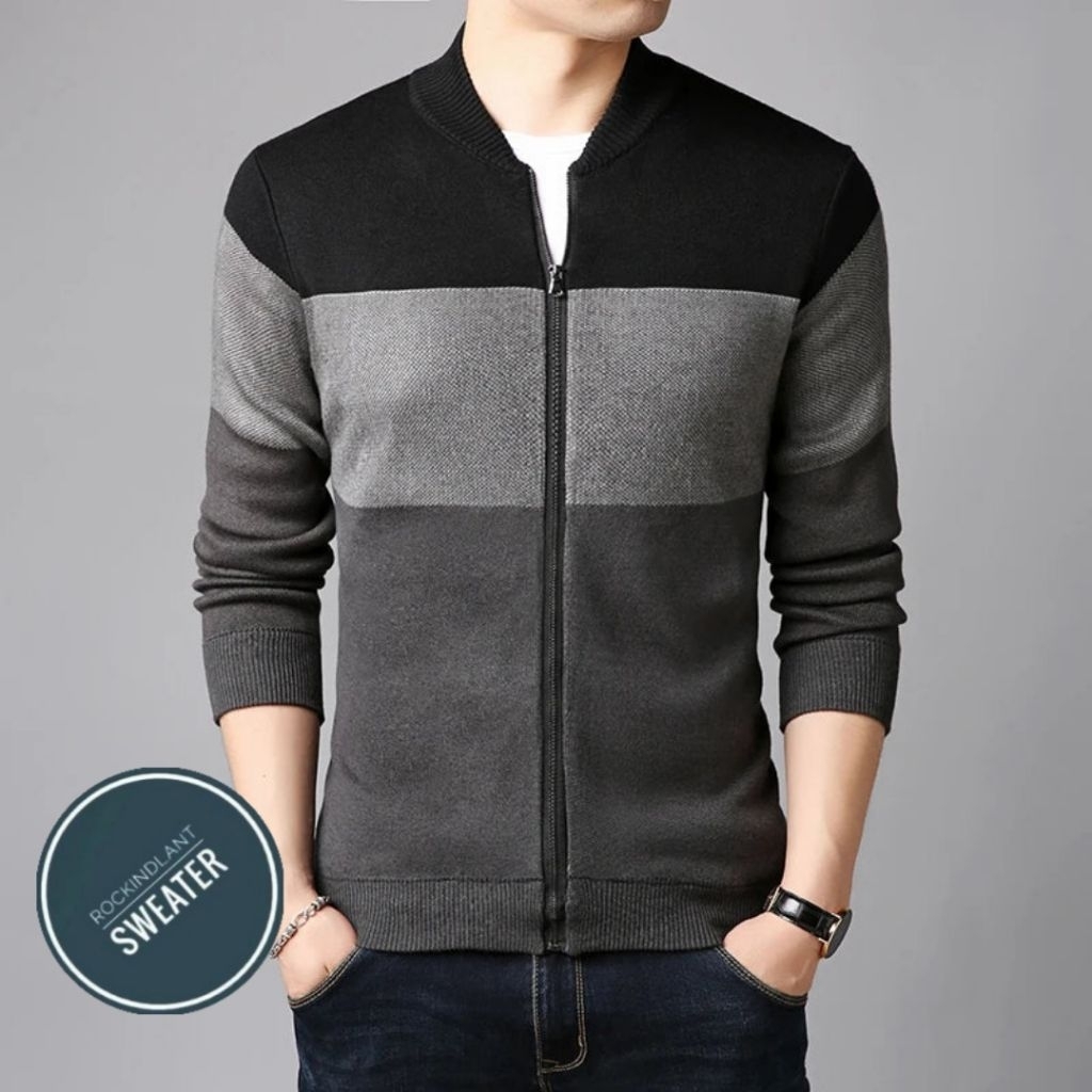 Jual Jaket Rajut Pria/Sweater Jaket Zipper/Sweater Jaket Full Zipper ...