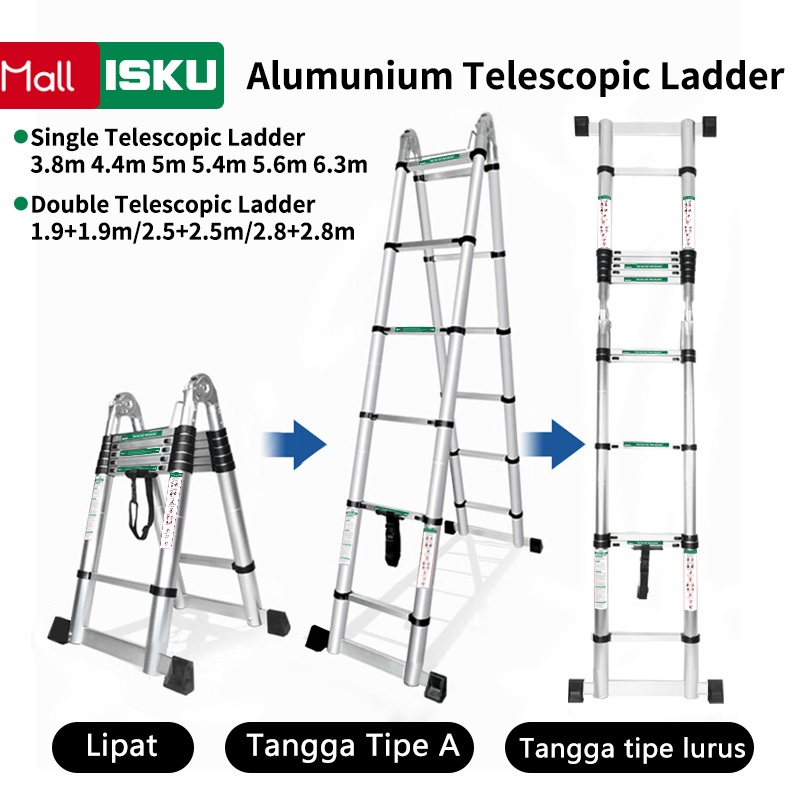 Jual [4.4M] ISKU Tangga Teleskopik Aluminium 4.4m/Tangga Lipat ...