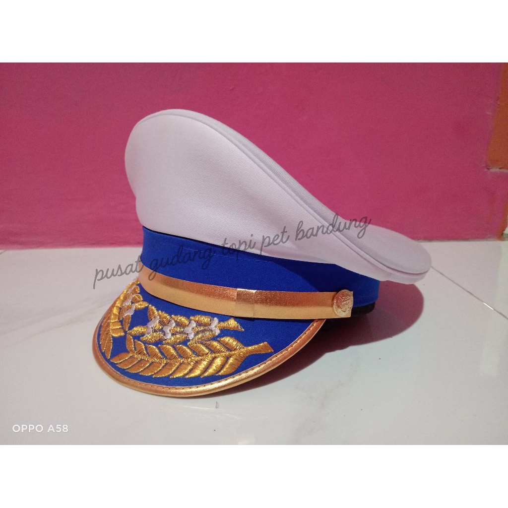 Jual Topi Pet paskibra Putih dengan variasi warna biru | Shopee Indonesia