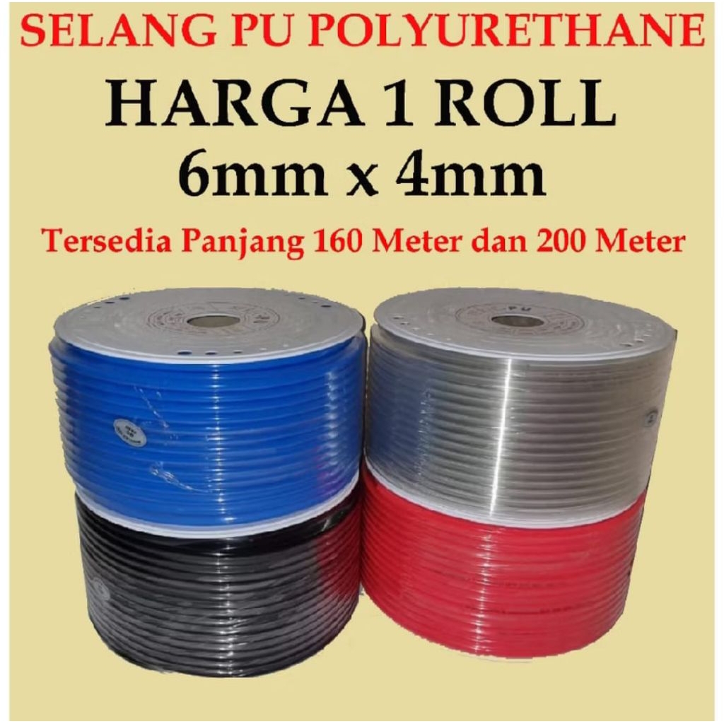 Jual Selang Angin Pneumatic 6x4mm House selang PU Polyurethane Roll ...