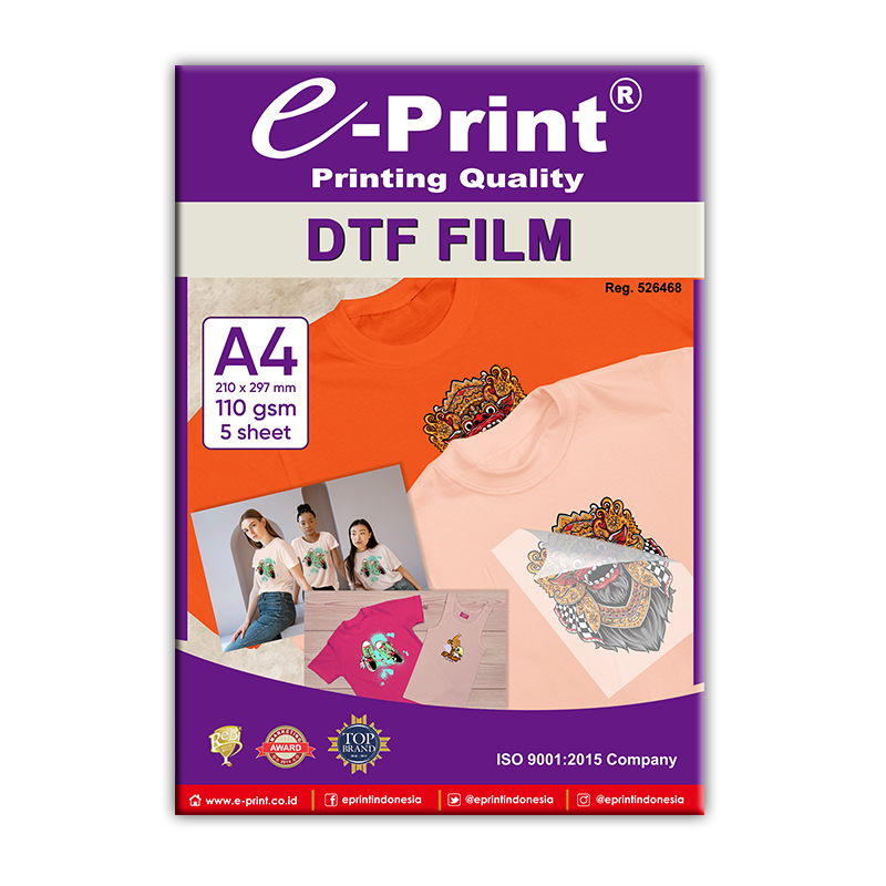 Jual e-Print Kertas Transfer Film DTF 110 gsm ukuran A4 isi 5 lembar | Shopee Indonesia