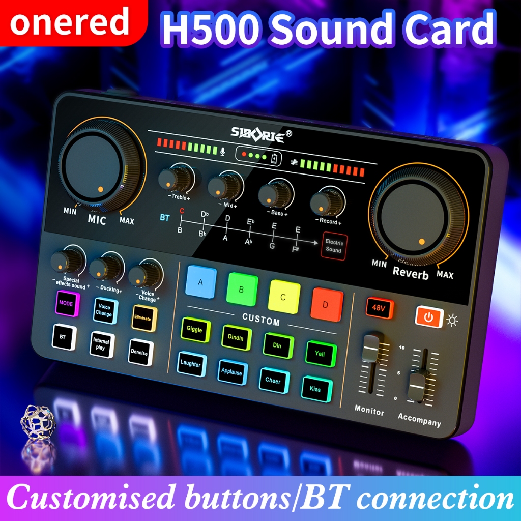 Jual H500 Soundcard Multi-Efek 48V Live Soundcard Live Mixer - 4 DIY ...