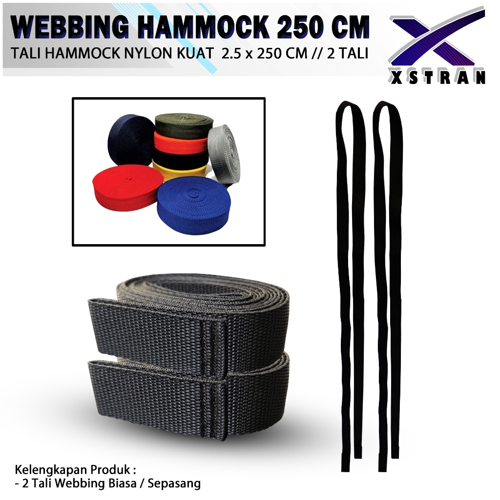 Jual tali webbing hammock sepasang panjang 2.5 meter webing nilon kuat ...