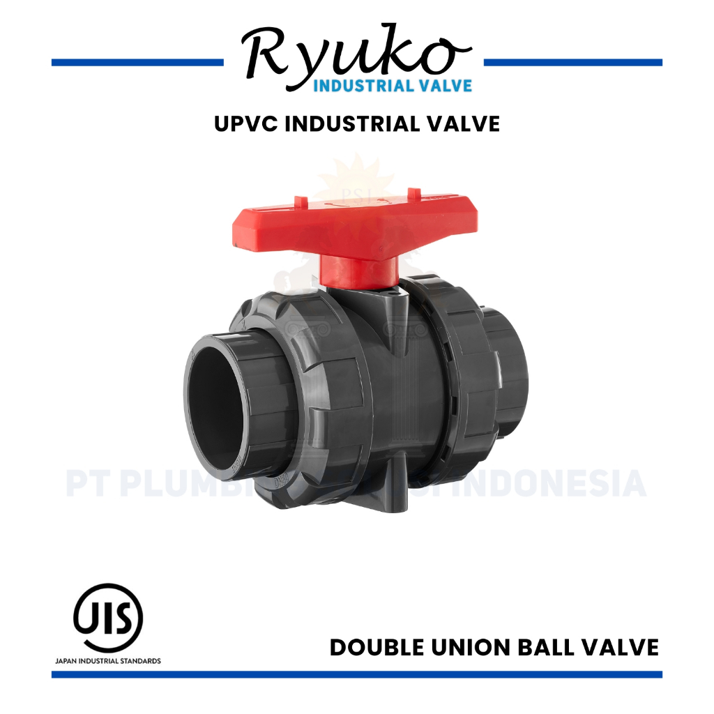 Jual Ryuko Double Union Ball Valve (Stop Kran) PVC 1/2 Inch / 20 mm JIS Industrial | Shopee ...