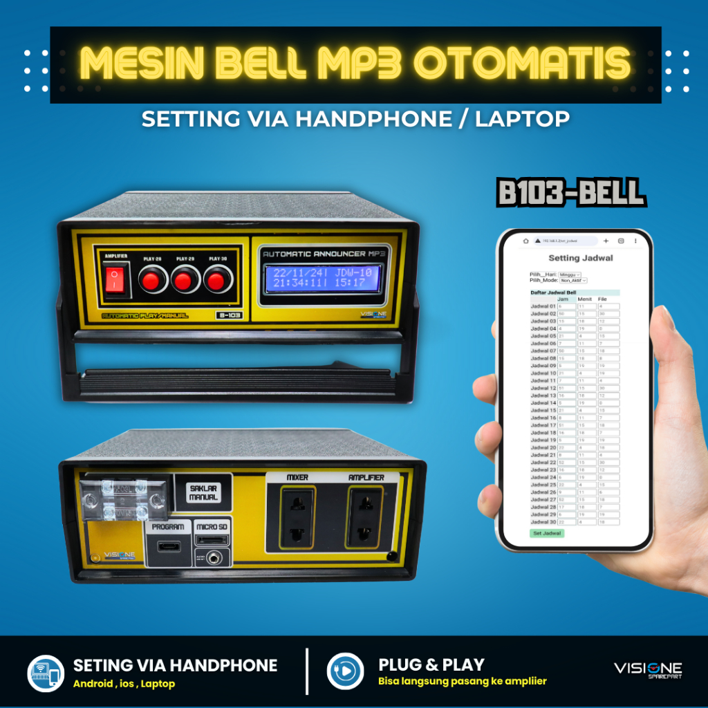 Jual BEL SEKOLAH OTOMATIS BEL PABRIK KANTOR Otomatis Mp3 seting ...