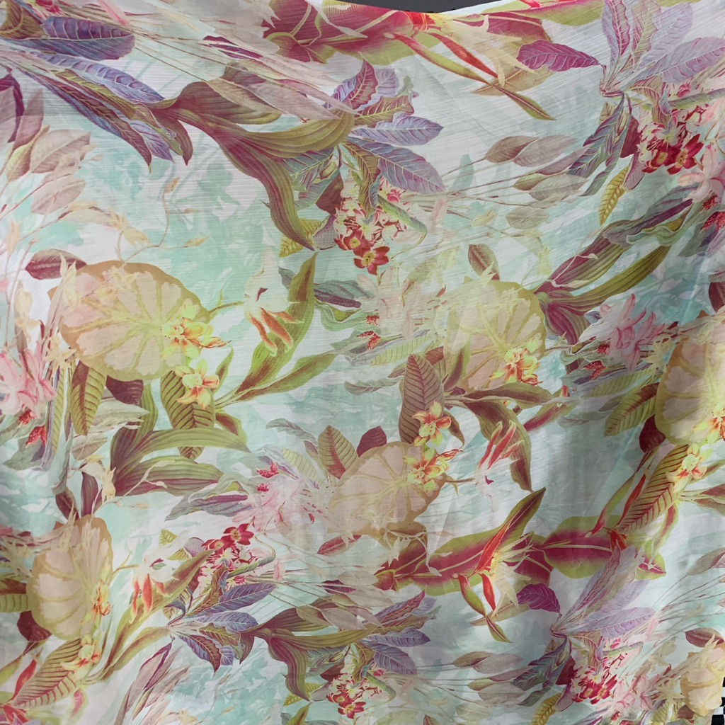 Jual kain sifon sutra motif - kain sifon sutra yoryu motif bunga - kain ...