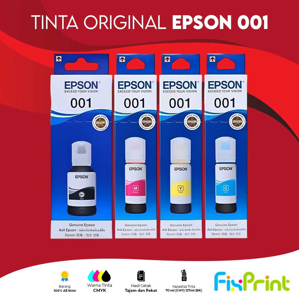 Jual Tinta Epson 001 Cyan / Magenta / Yellow 70ml Printer L4150 L4160 ...