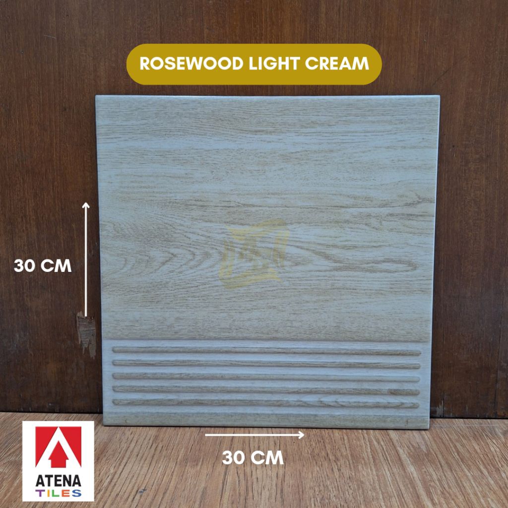Jual Keramik lantai tangga murah 30×30 ATENA Rosewood cream motif kayu ...