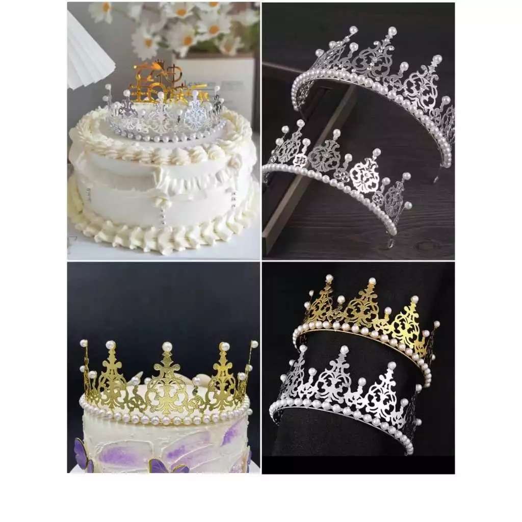 Jual HIASCAKE Topper Mahkota Setengah Lingkaran/Crown Pearl Topper ...