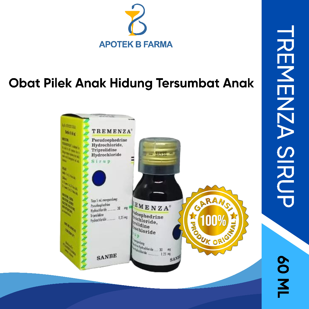 Jual Tremenza Sirup 60 ml Obat Pilek Anak Hidung Tersumbat Anak ...