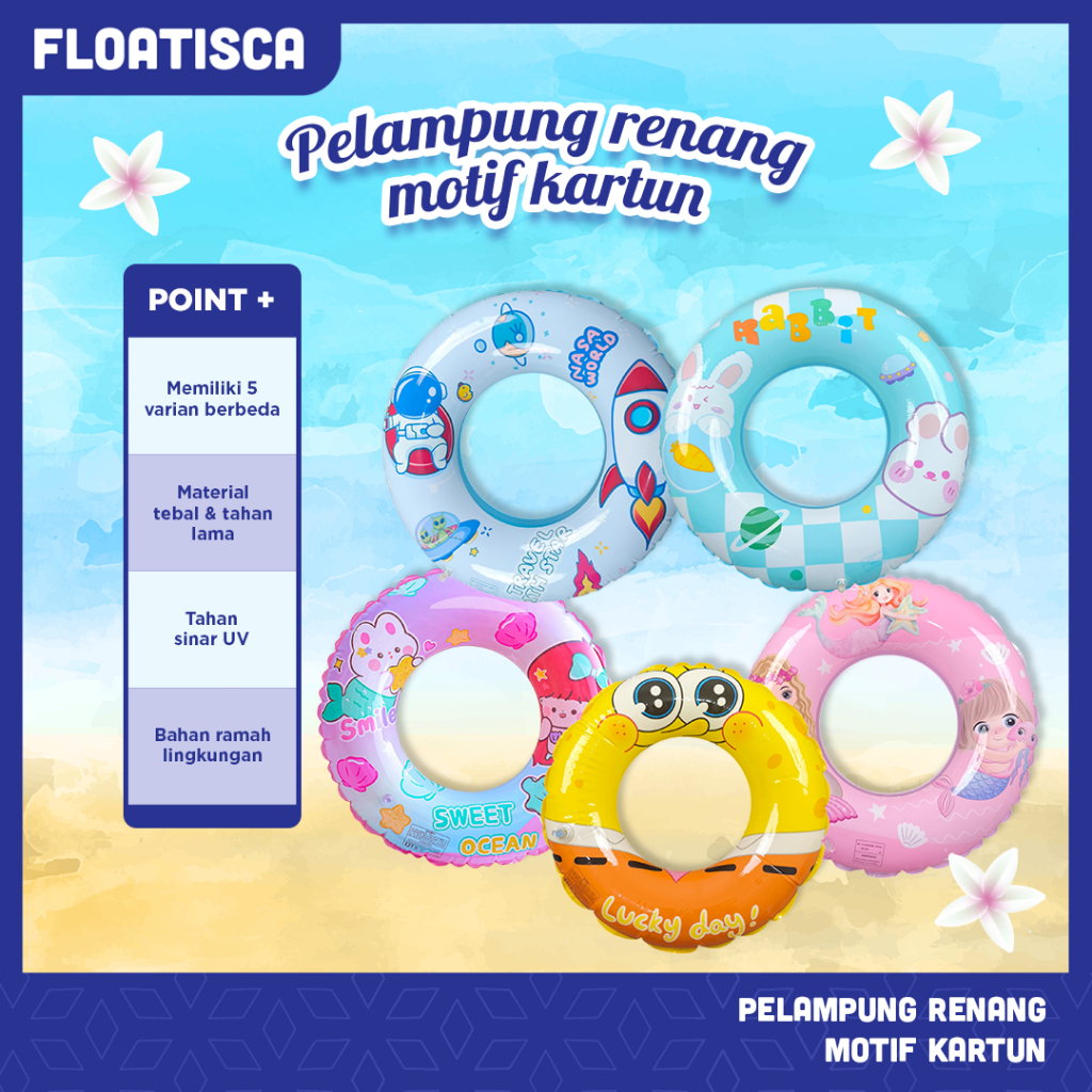 Jual Floatisca Ban Pelampung Renang Motif Kartun Anak Mermaid Spongebob ...