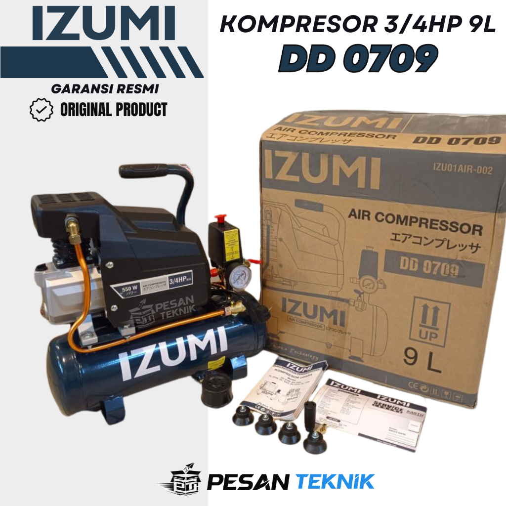 Jual Mesin kompresor DD 0709 air compressor 3/4HP 9 Liter IZUMI DD0709 | Shopee Indonesia