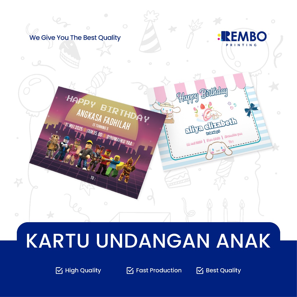 Jual Kartu Undangan Anak / Custom Undangan Ulang Tahun Anak / Undangan ...
