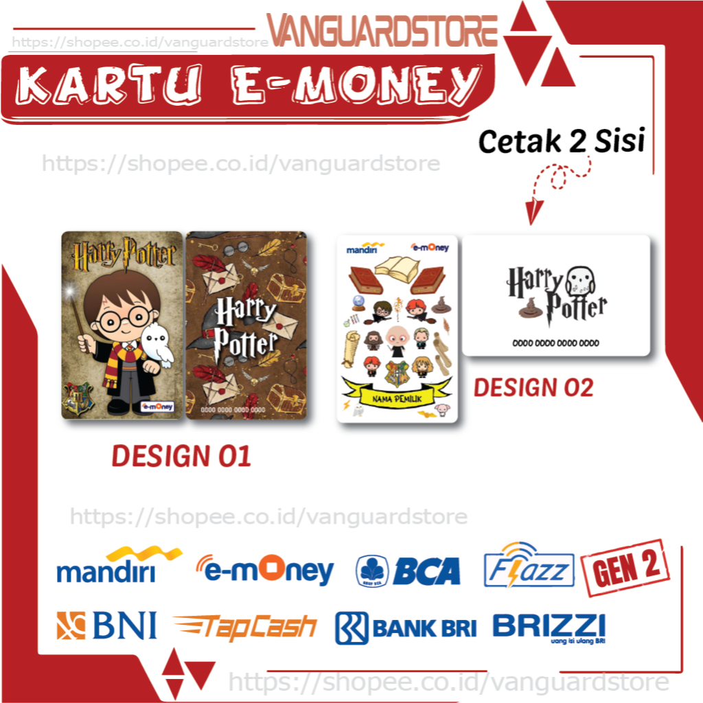 Jual KARTU E MONEY E TOLL HARRY POTTER ANIME EMONEY MANDIRI FLAZZ BCA ...