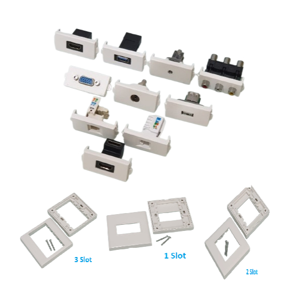 Jual Modular Jack Faceplate HDMI VGA RCA USB RJ45 RJ11 Antena AUX ...