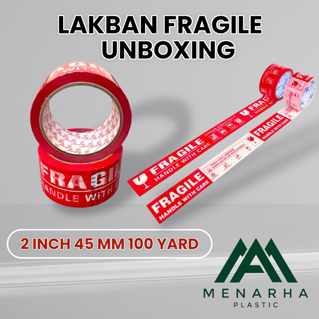 Jual Lakban Fragile Merah/ Fragile Unboxing / Lakban Segel Jangan ...