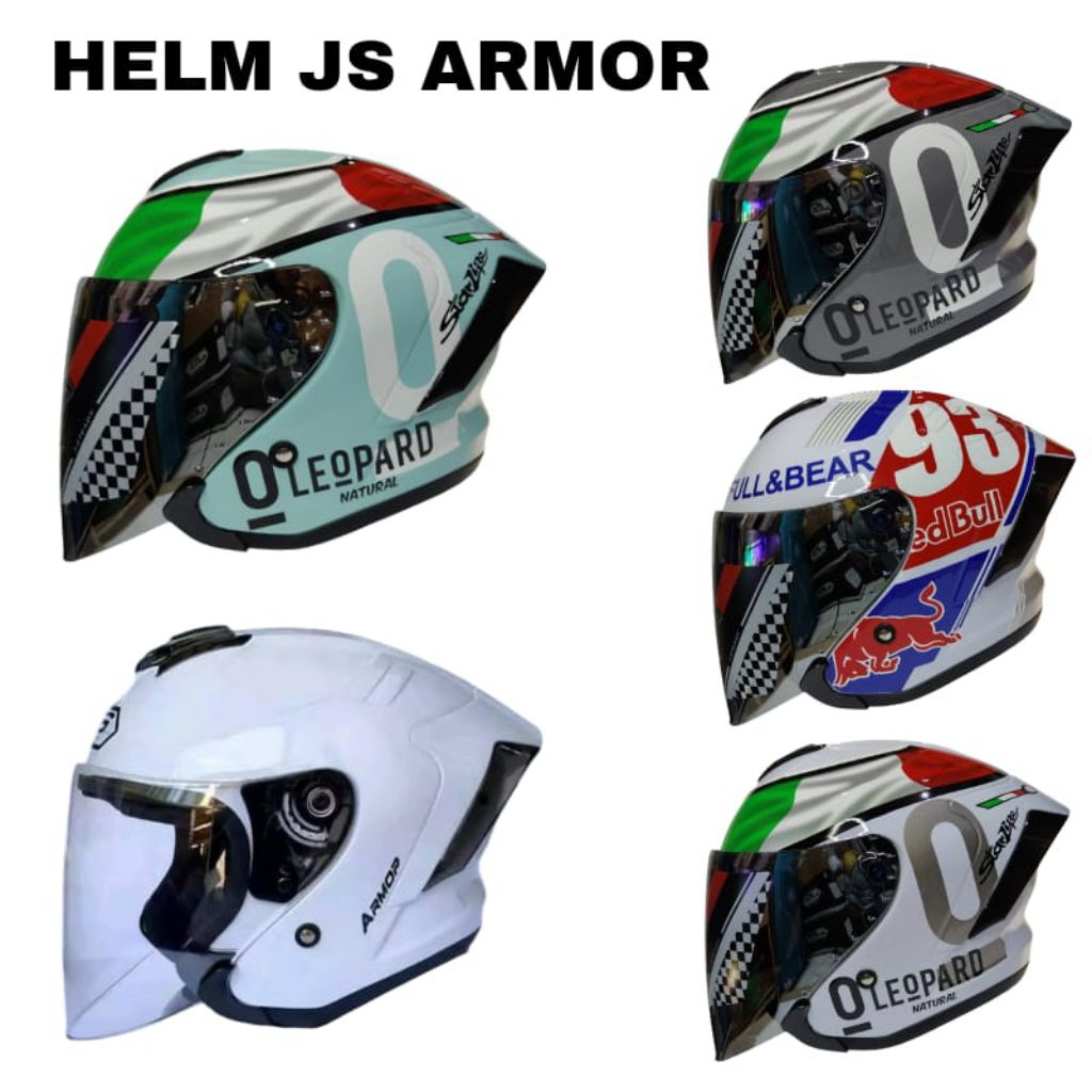 Jual helm Js armor half face original motif Leopard visor semok ganteng ...