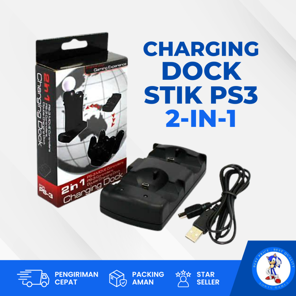 Jual Charging Dock Charger Dock Stik Ps3 2 In 1 Plus Kabel Charge ...