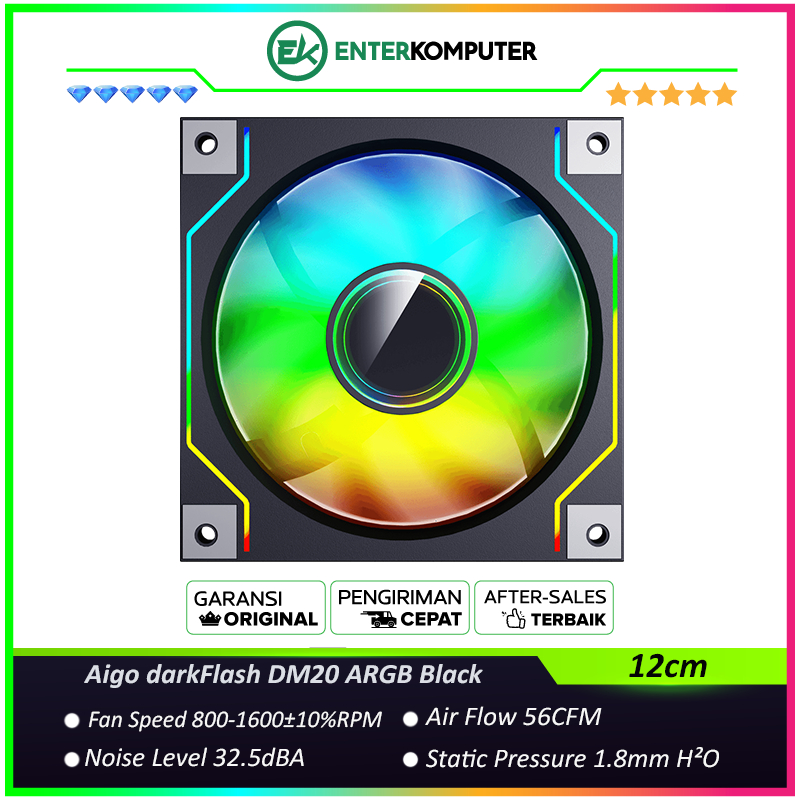 Jual Aigo darkFlash DM20 ARGB Black 12CM PWM Fan | Shopee Indonesia