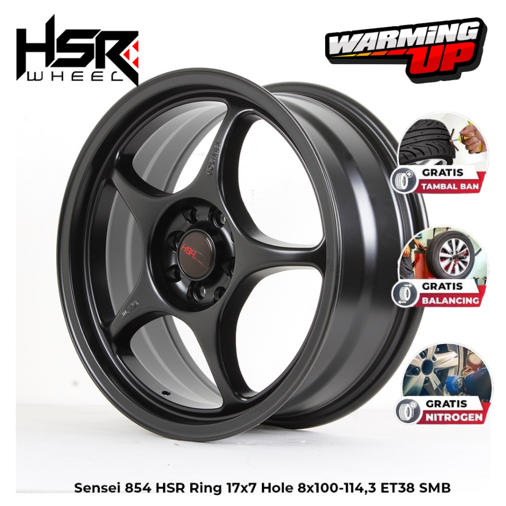 Jual HSR Wheel Sensei 854 Ring 17 Lebar 7 Hole 8x100-114,3 ET38 Black ...