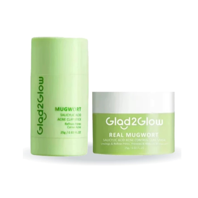Jual Glad2Glow Real Mugwort Clay Mask & Clay Stick Salicylic Acid Anti Pores & Acne | Masker ...