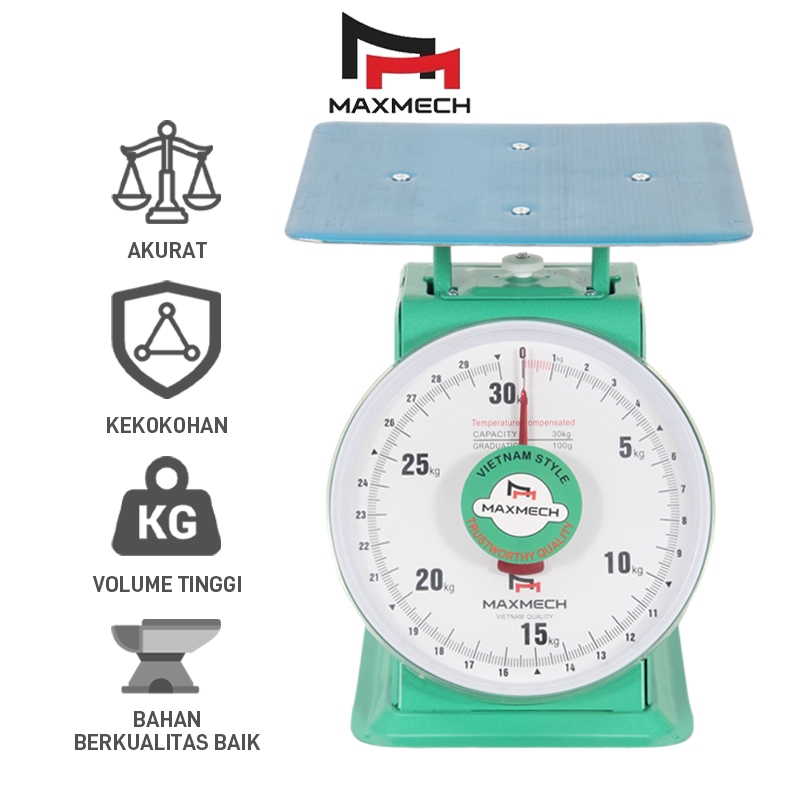 Jual MAXMECH Timbangan 30kg Manual Skala Panci Datar | Shopee Indonesia
