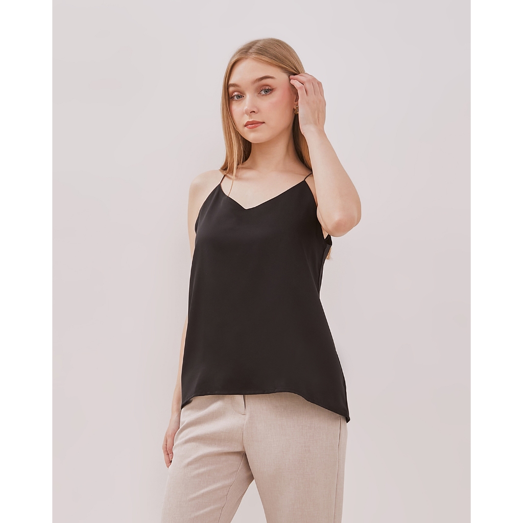 Jual VALINO LADIES Tanktop V Neck Hitam Wanita - D-CLGE16-B9 | Shopee ...