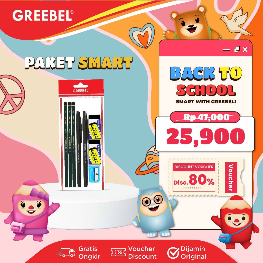 Jual GREEBEL Pulpen Pensil Set Alat Tulis Anak Sekolah (PAKET SMART ...