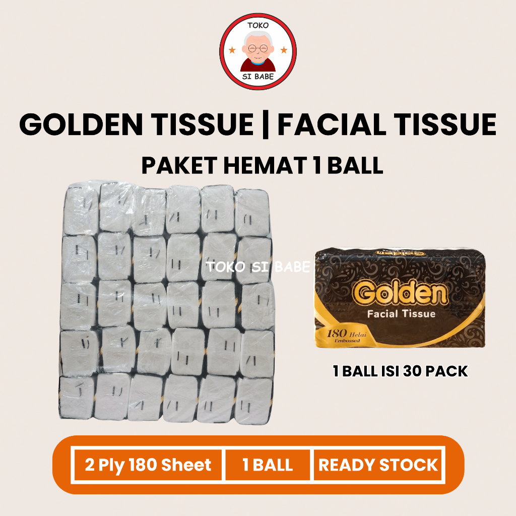 Jual [ PAKET 1 BALL ] TISSUE GOLDEN 2 PLY 180 SHEET | GOLDEN 180 SHEET ...