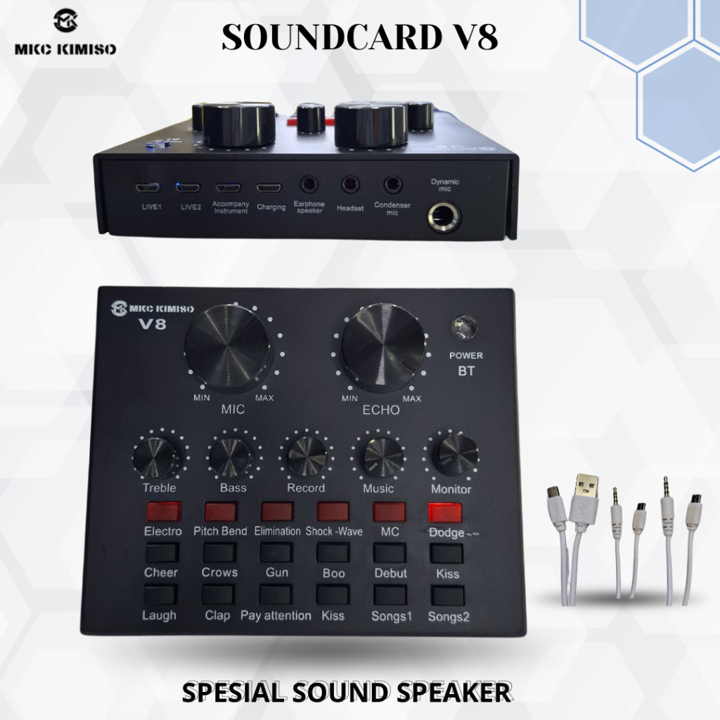 Jual SOUNDCARD V8 PROFESSIONAL LIVE AUDIO EXTERNAL BLUETOOTH KARAOKE ...