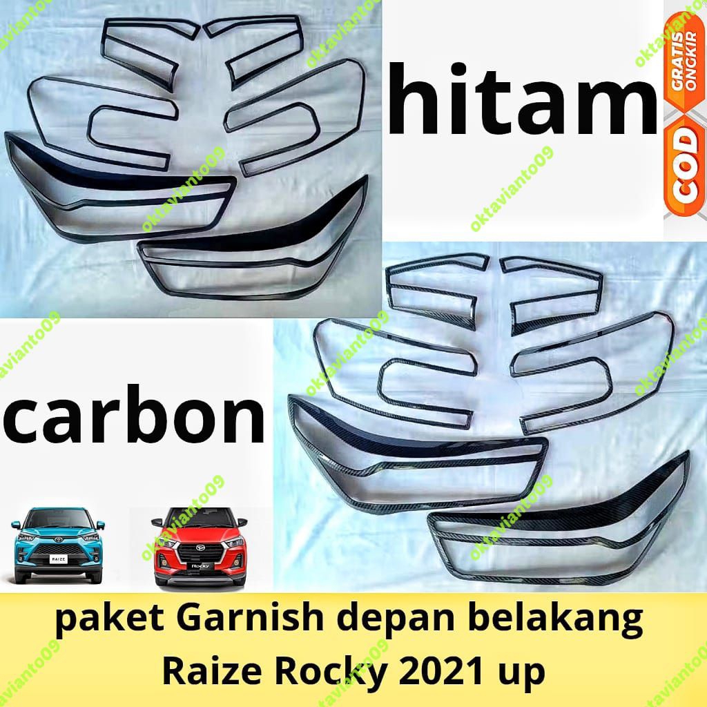 Jual paket garnish lampu depan belakang raize rocky 2021 2022 2023 2024 2025 hitam dan carbon ...