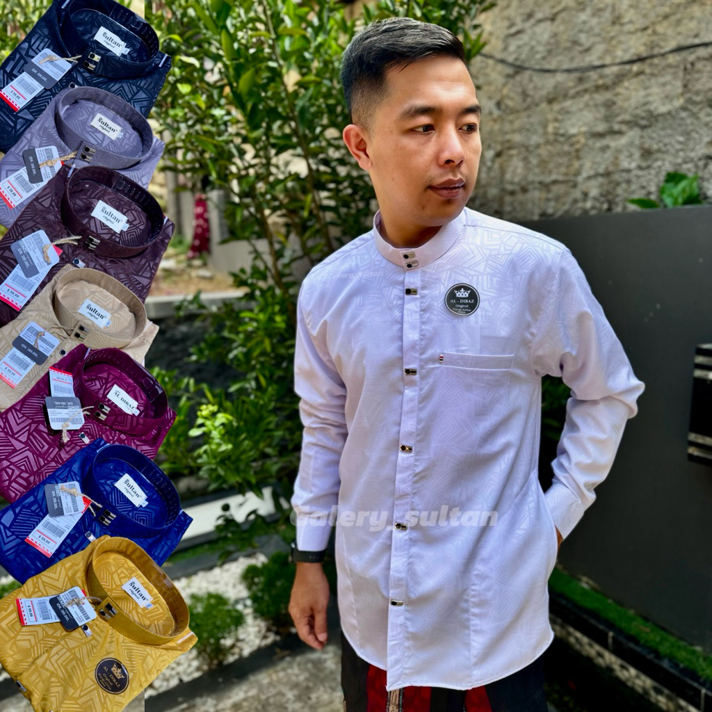 Jual baju Koko pria lengan panjang kemko sultan wolfis emboss original ...