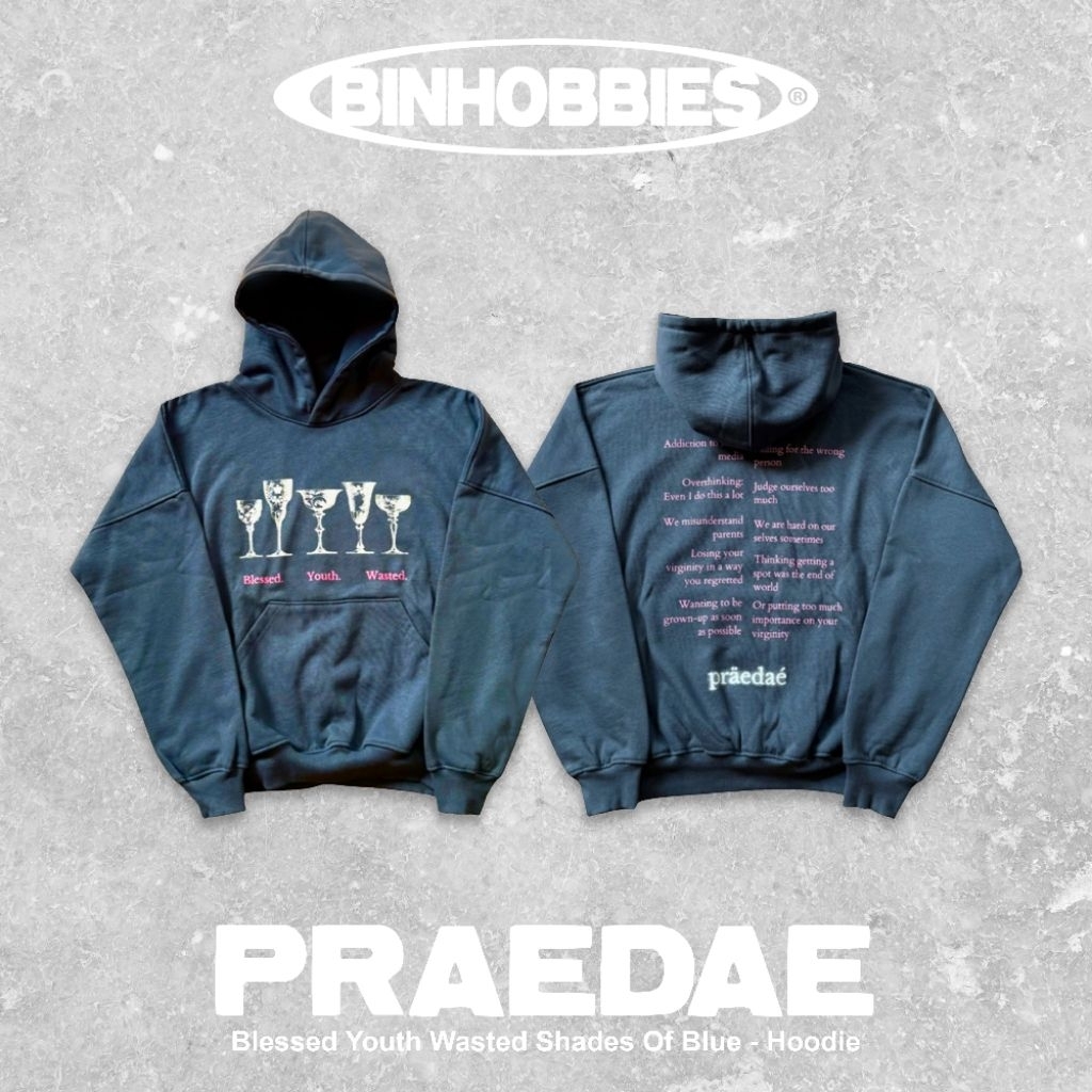 Jual PRAEDAE BLESSED YOUTH WASTED V2 SHADES OF BLUE Boxy Hoodie ...