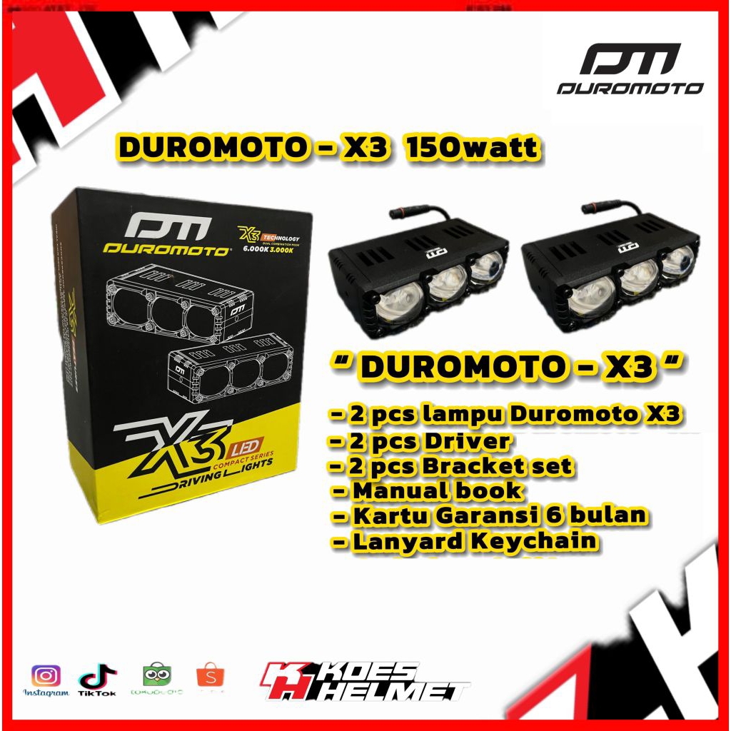 Jual DUROMOTO X3 150watt Lampu LED motor mobil bergaransi | Shopee Indonesia