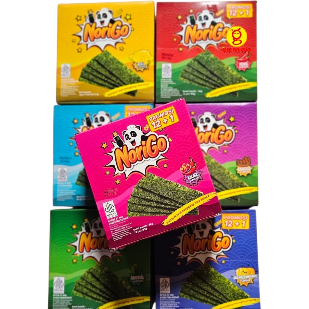 Jual Nori Norigo Rumput Laut Panggang Box isi 12 + 1 pcs | Shopee Indonesia