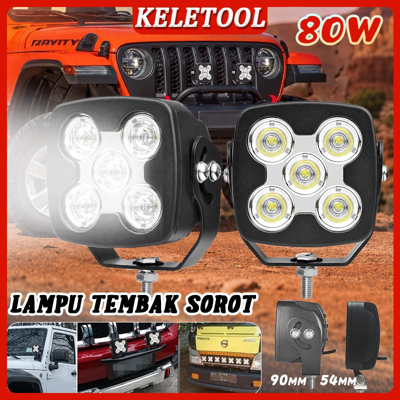 Jual Lampu Sorot LED Kompak 80W Persegi 5 LED IP68 Daya Tinggi Tahan ...