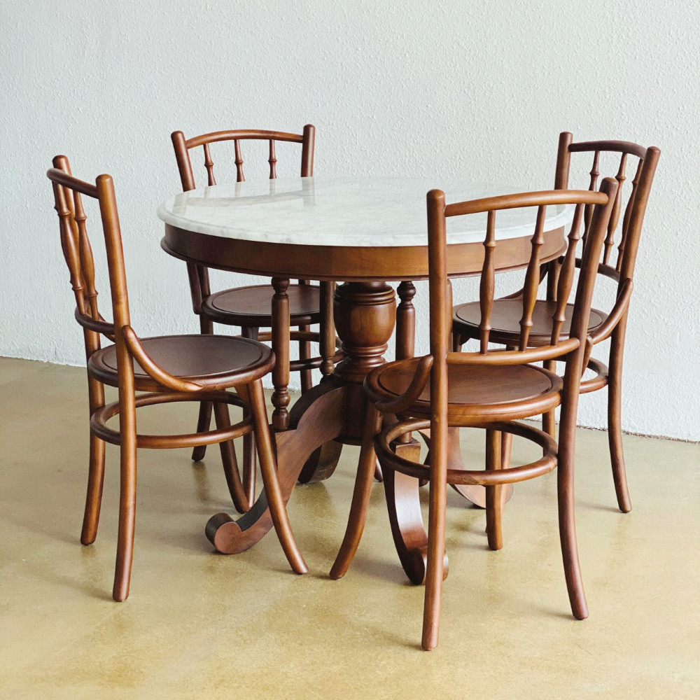 Jual Kopitiam Dining Table Set Meja Makan Marmer 4 kursi Klasik ...