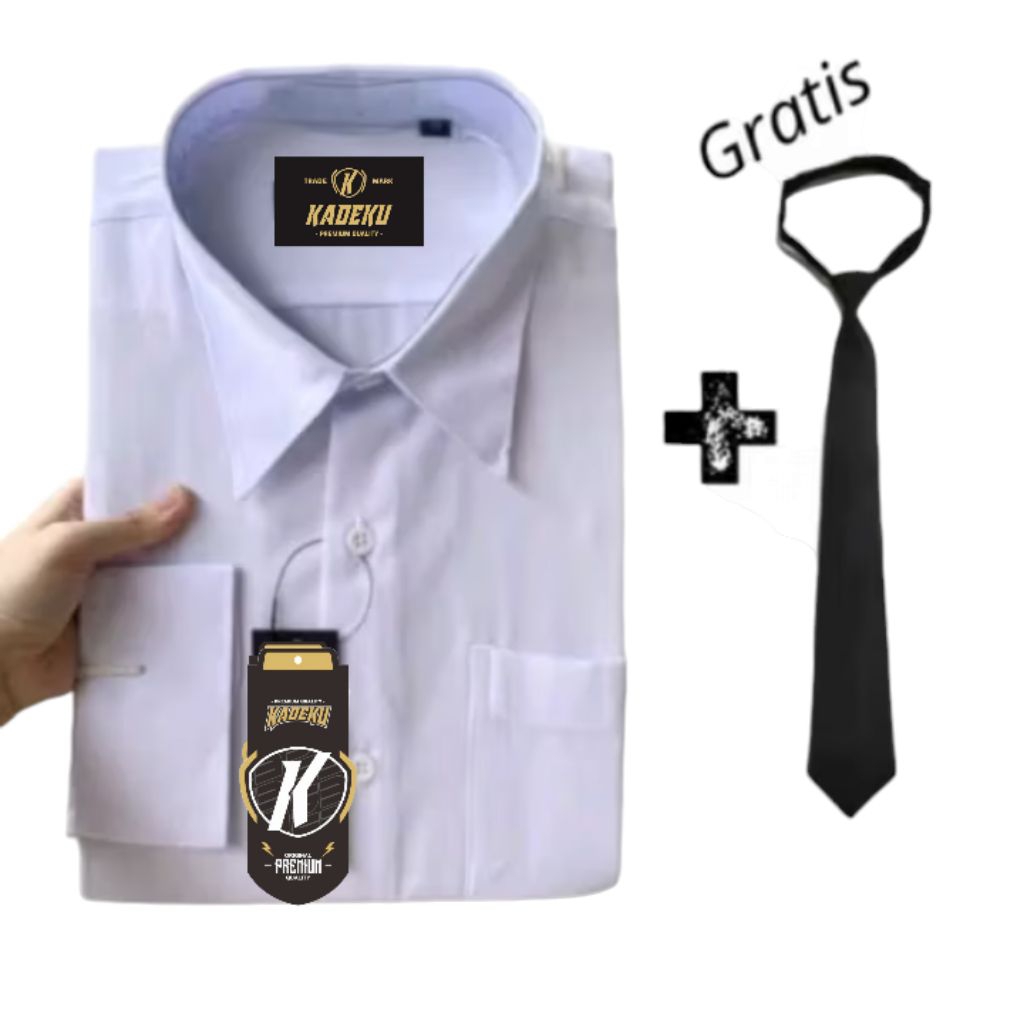 Jual Kemeja Polos Putih Panjang Free dasi | Shopee Indonesia