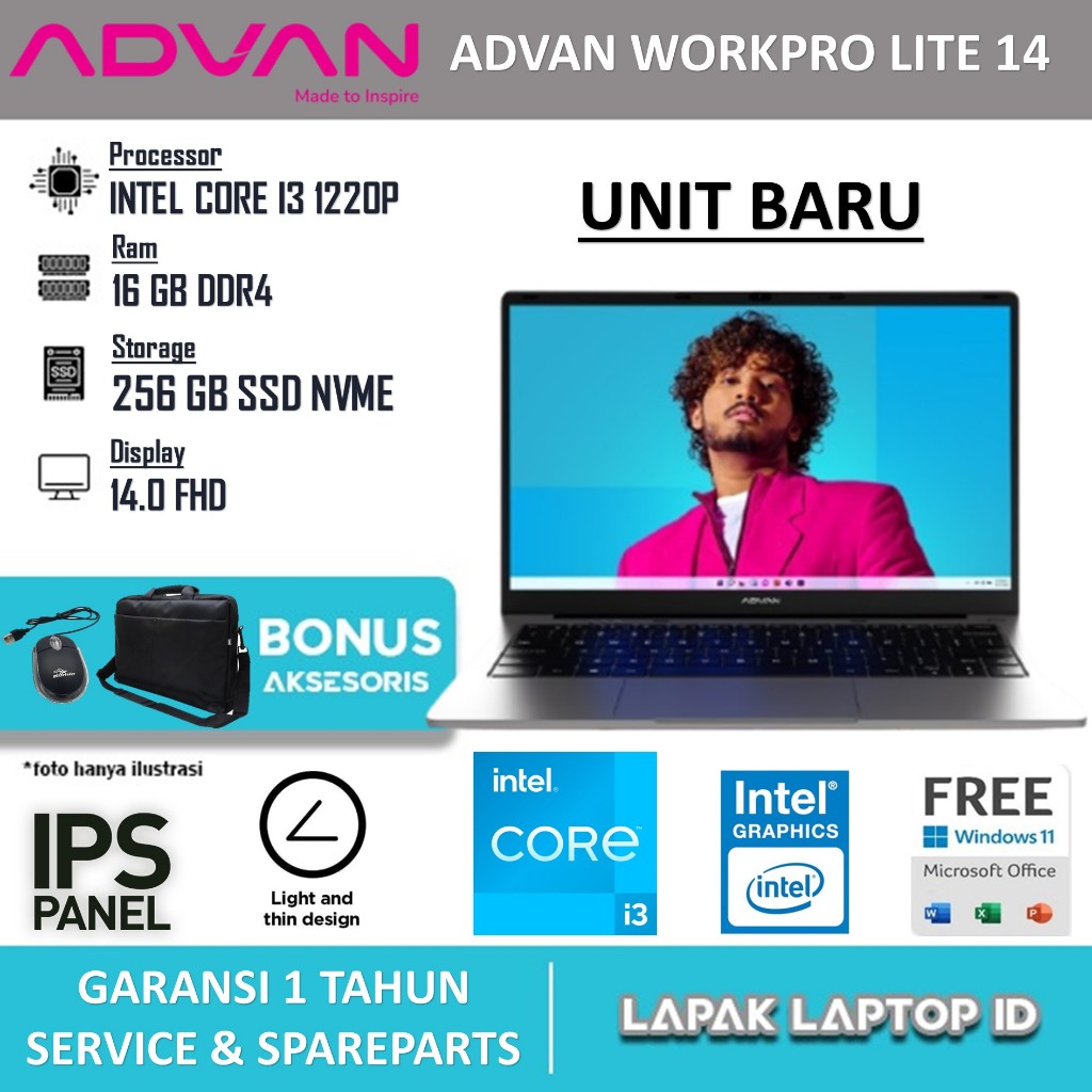 Jual Laptop ADVAN WorkPro-Lite 14 Intel Core i3 1220P 16GB DDR4 512GB ...