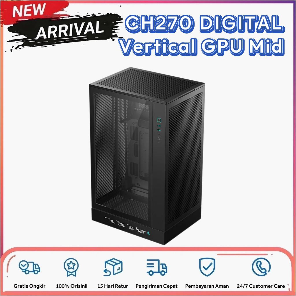 Jual DeepCool CH270 TG Vertical GPU Mid Tower Micro ATX Black | Shopee ...