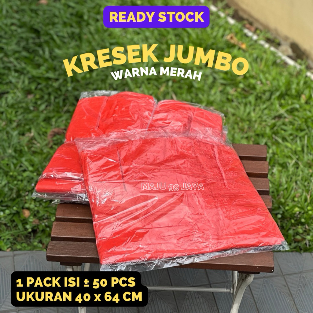 Jual Kresek Jumbo Warna Merah ukuran 40x64 cm isi ±50 PCS | Kresek ...