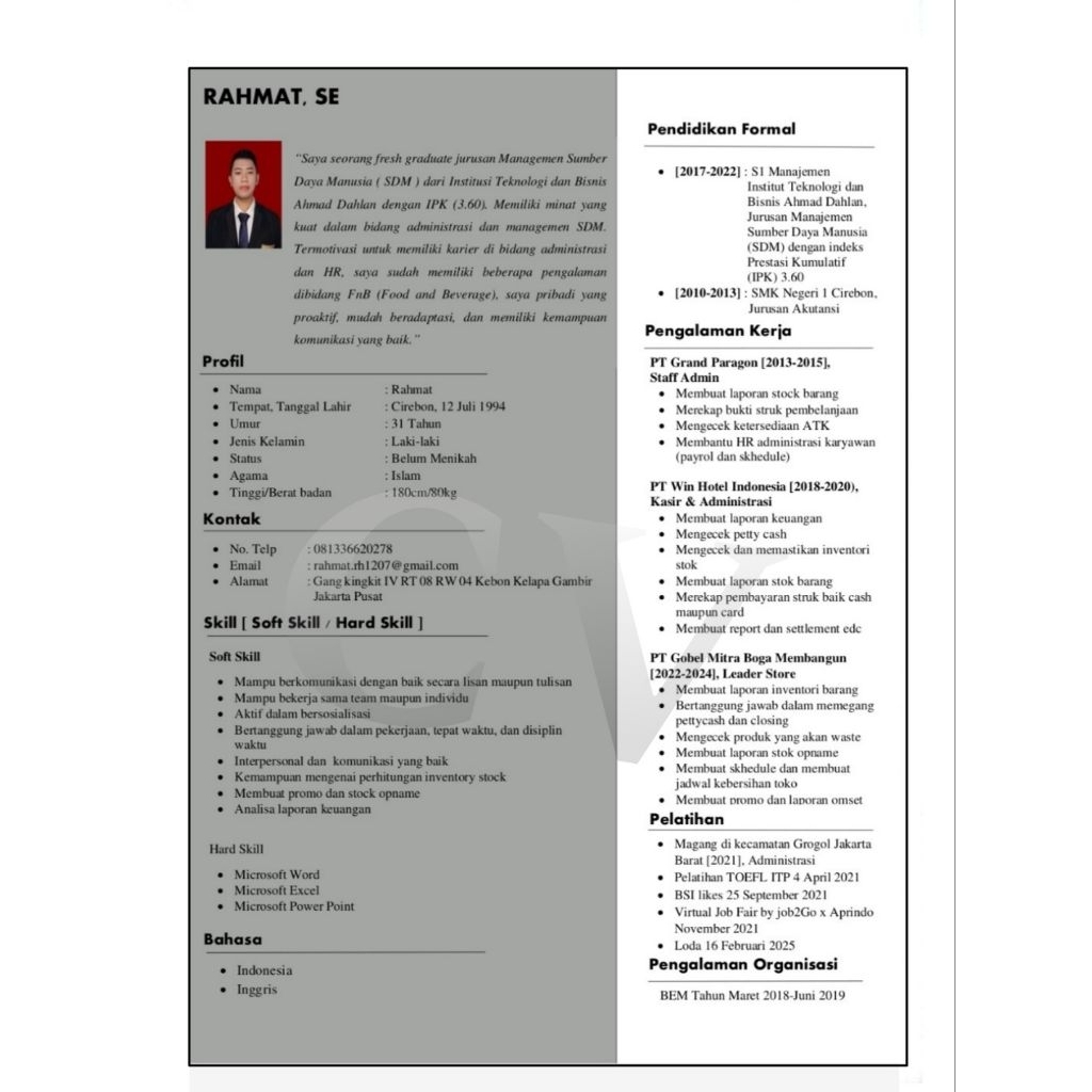 Jual CV Profil Diri | Shopee Indonesia