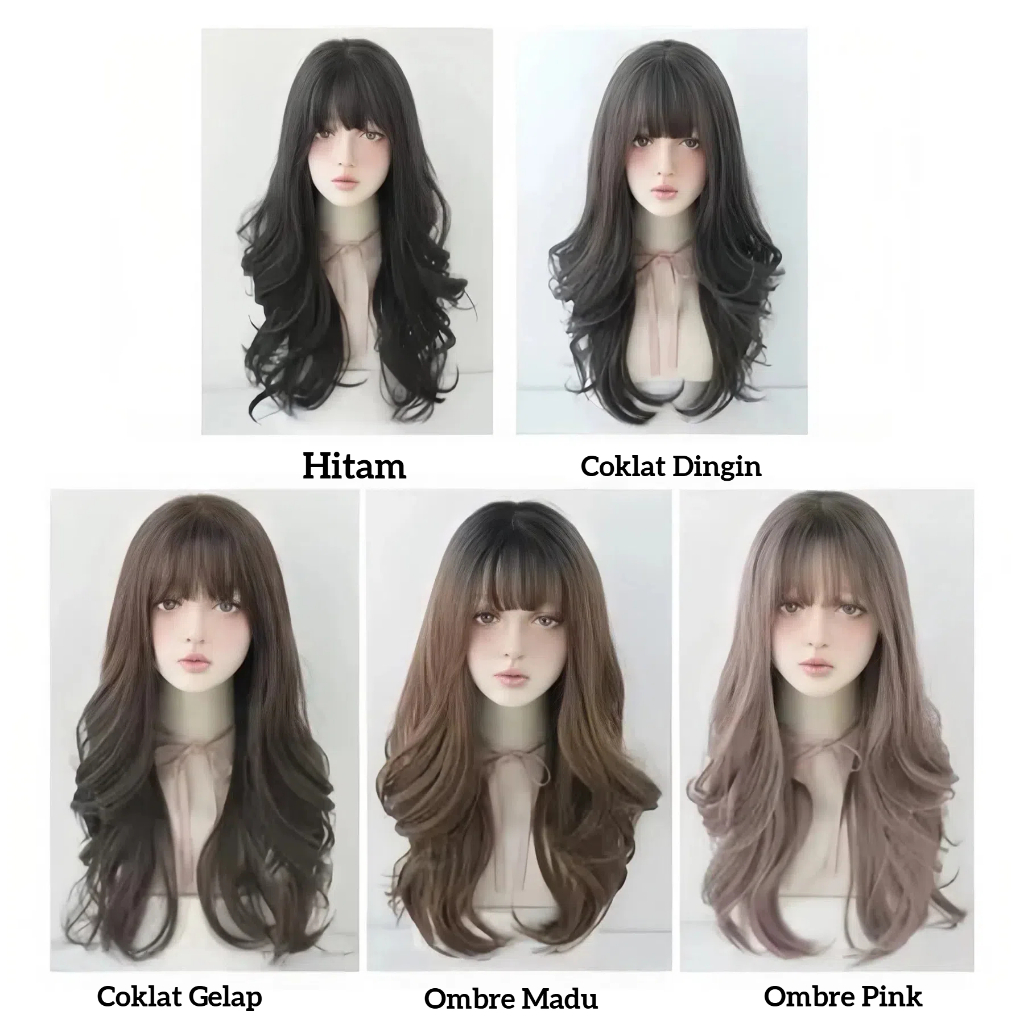 Jual Wig wanita full kepala Curly rambut Wig rambut panjang Wig daily ...