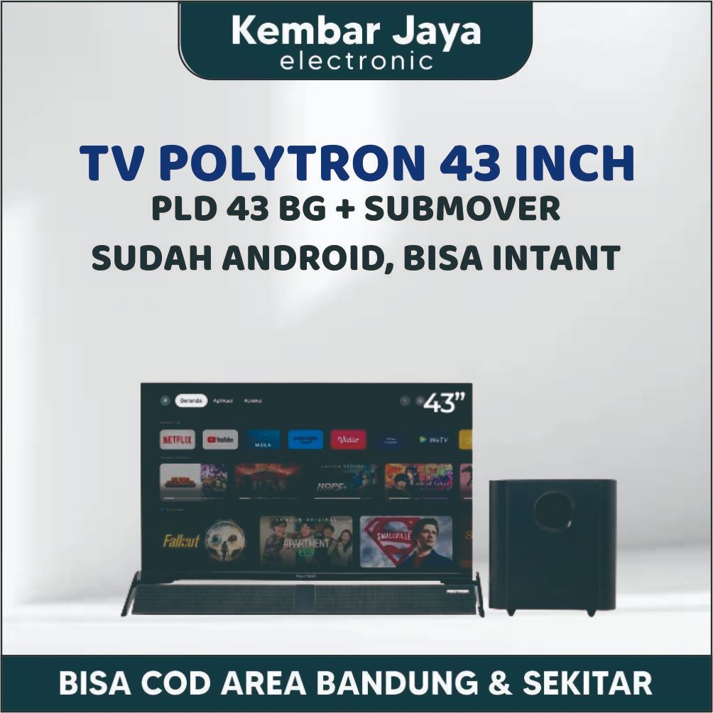 Jual SMART ANDROID SOUNDBAR GOOGLE TV POLYTRON 43BG9058 / 43BG Digital LED 43 iNch PLD 43BAG9953 ...