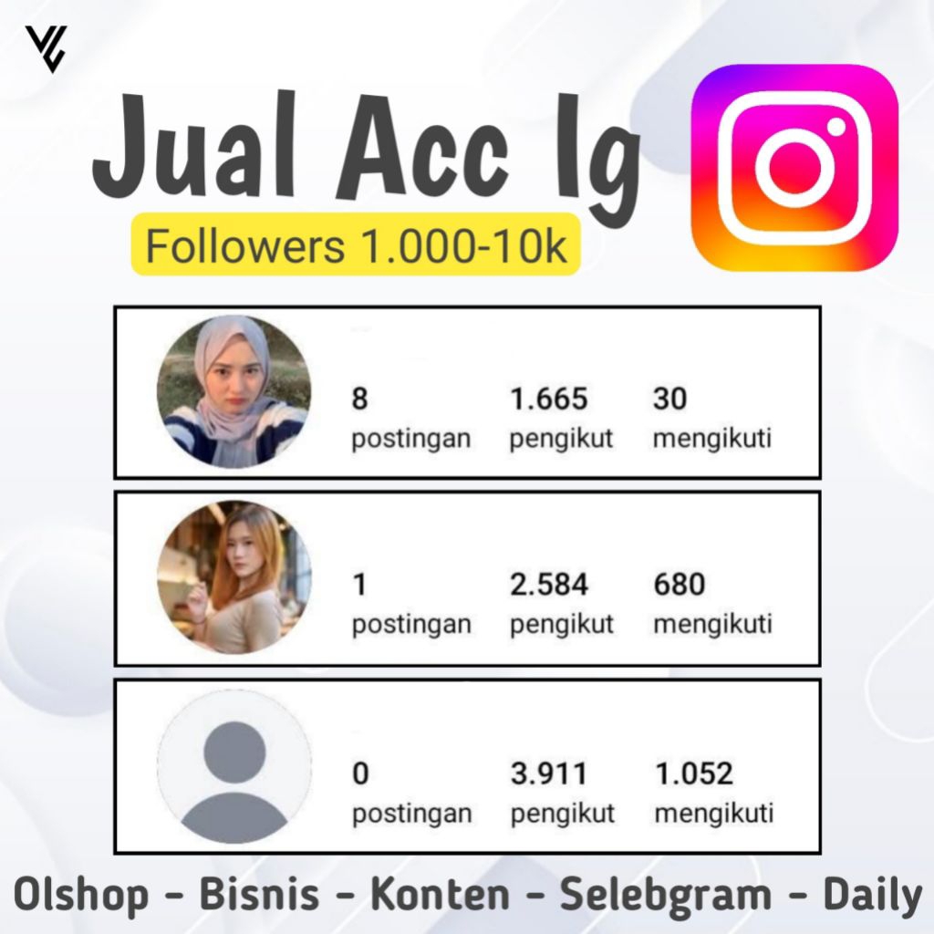 Jual Jual Akun Instagram Followers 1k - 10k bergaransi | Shopee Indonesia