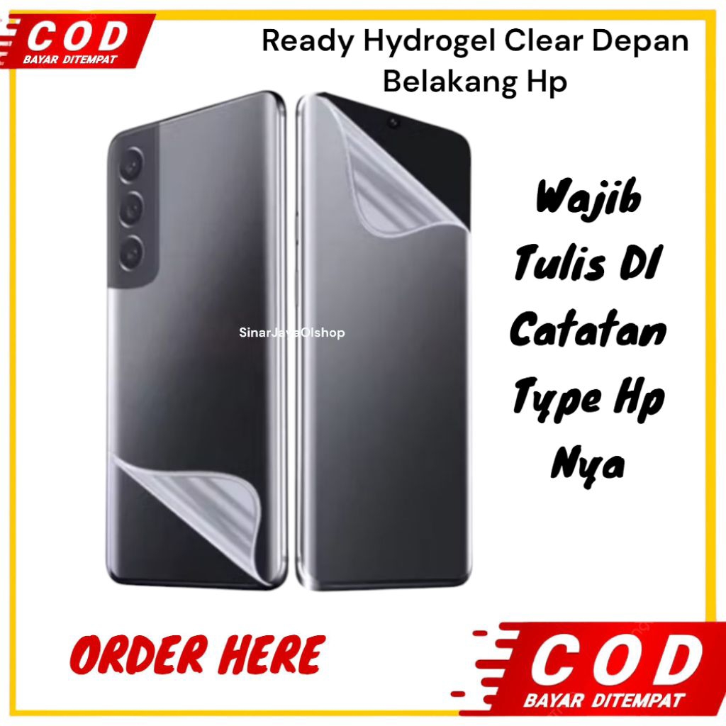 Jual Hydrogel Clear Anti Gores layar Dan Belakang Hp Universal All Type ...