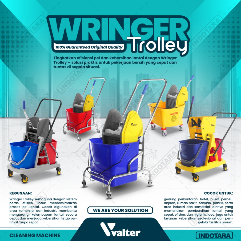 Jual Alat Pel Mop Wringer Trolley Single & Double Bucket Valter ...