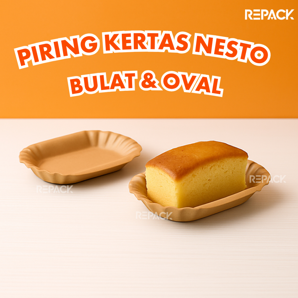 Jual Piring Kertas Kraft Oval/Bulat Nesto isi 10 Pcs - Piring Kue Pesta Sekali Pakai Eco ...