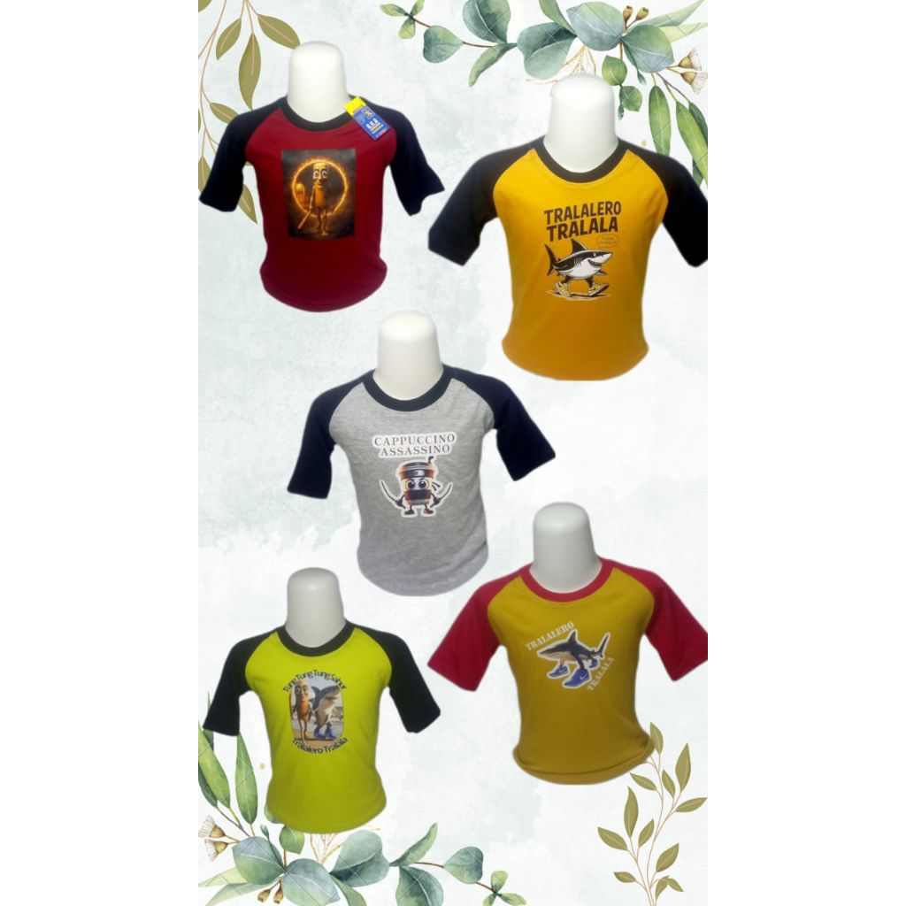 Jual kaos anak raglan sablon viral anomali Italian Brainrot (gambar ...